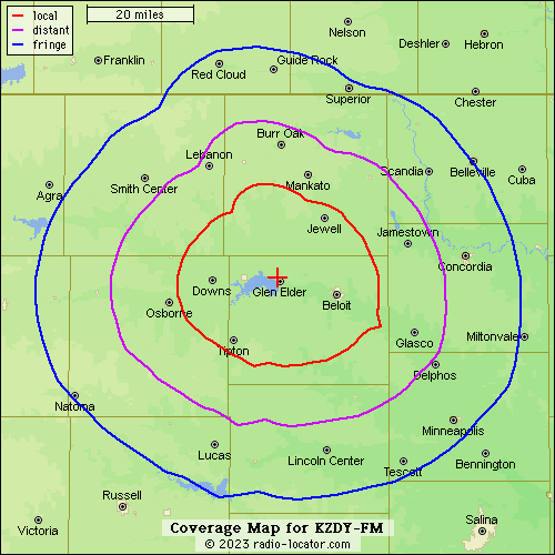 KZDY Coverage Map | The Sunflower State Radio Network